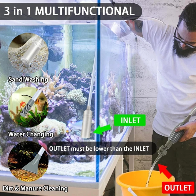 AQUARIUM TANK VACUUM Siphon Gravel Cleaner Pump Water Change Safe for ...