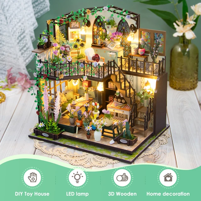 Diy Miniature Dollhouse Kit 1 24 Scale 3d Wooden Doll House Making Kit