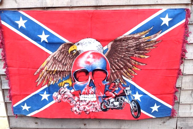 VINTAGE EASY RIDER Ghost rider Harley Davidson Textile art tapestry 137 ...