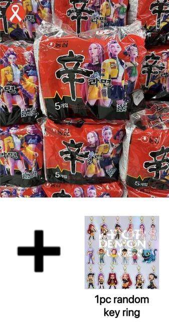 K-POP DEMON HUNTERS Shin Ramyun Noodle 120g × 5 Pack + 1pc Random Key ...