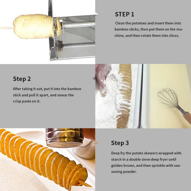 SNACK MANUAL CUTTER Vegetable Sharp Blade Potato Slicer Spiral ...