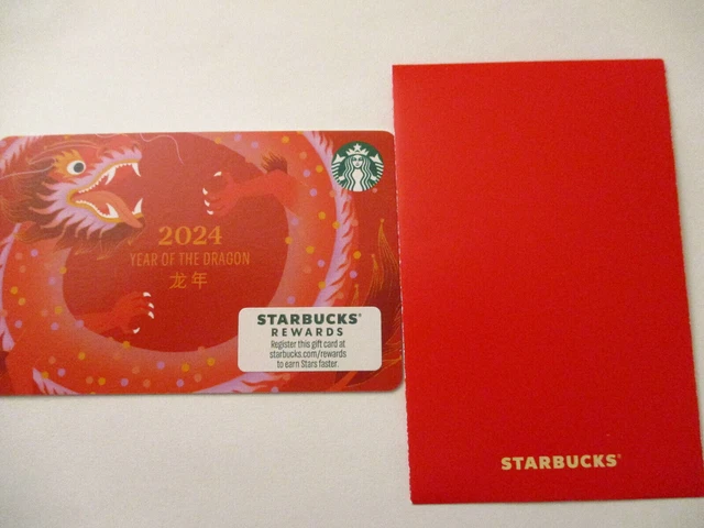 2024 STARBUCKS DRAGON LUNAR NEW YEAR Gift Card W/ RED Envelope NEW $5. ...