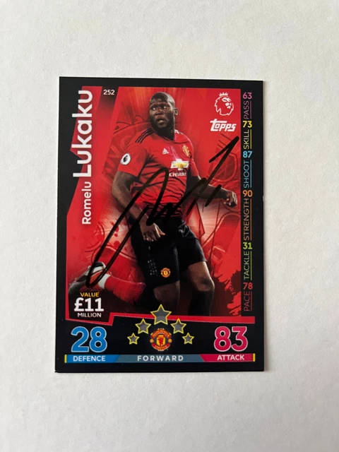 HAND SIGNED FOOTBALL trading card of ROMELU LUKAKU, MAN UTD FC ...