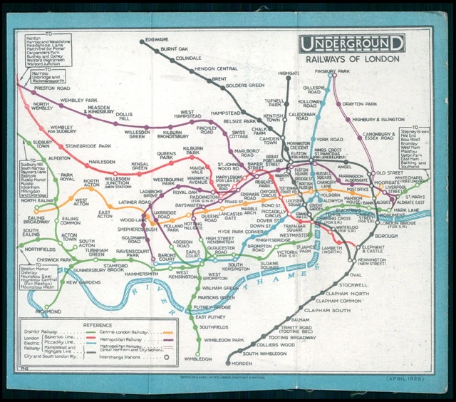1926 ORIGINAL RARE MAP OF LONDON'S UNDERGROUND RAILWAYS Frederick ...