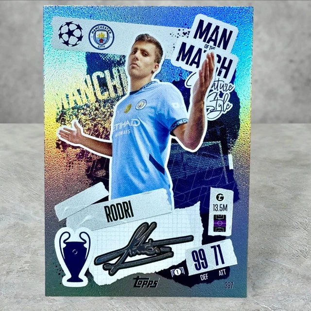 TOPPS MATCH ATTAX 2024/25 Rodri (Man City) Man of the Match Signature ...