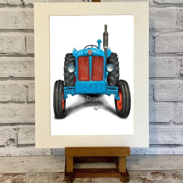 FORDSON MAJOR TRACTOR Mounted Art Poster Vintage Farming Fathers Day ...