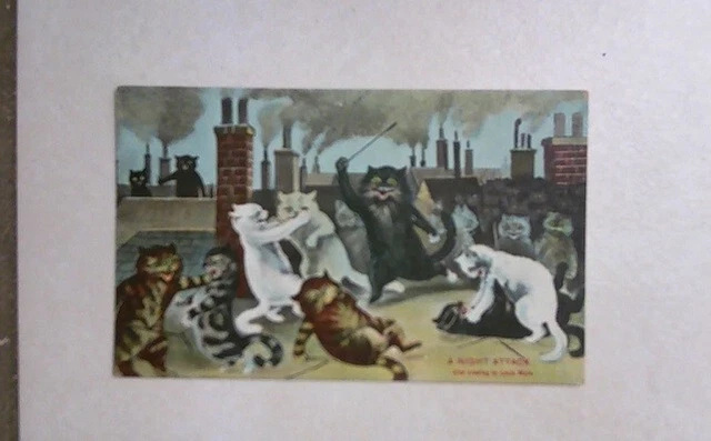 RARE LOUIS WAIN A Night Attack Cats Battling On Rooftops Germany ...