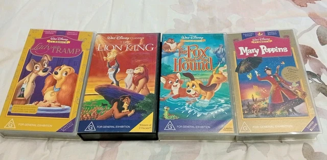 DISNEY VHS TAPES x4 Bundle lion King Mary Poppins Fox And Hound Lady ...