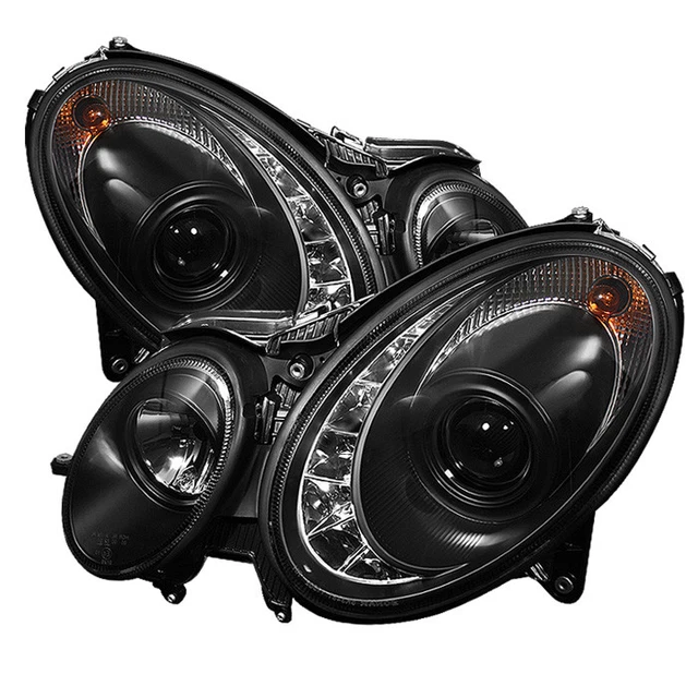 MERCEDES BENZ W211 03-06 E320 E350 E500 E55 Black DRL LED Projector Headlights £327.92 - PicClick UK