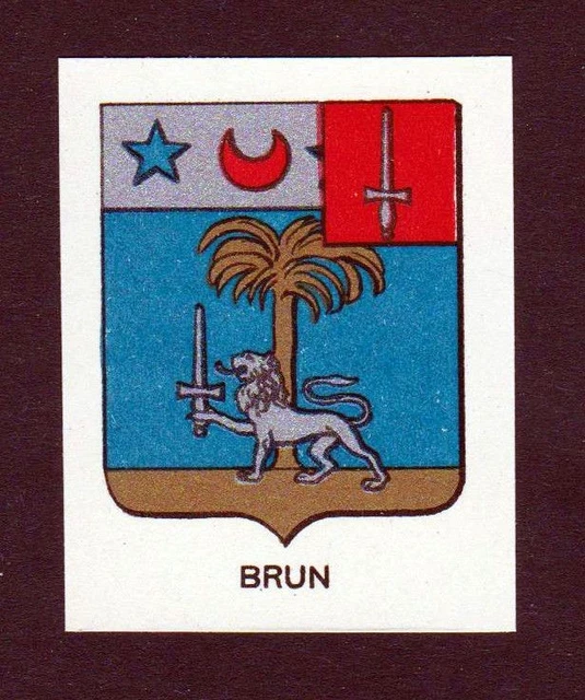 CA. 1880 BRUN Wappen Adel coat of arms heraldry Lithographie antique ...