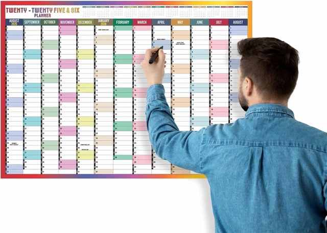 2025 2026 WALL Planner A1 Mid Year Academic Calendar Annual Study Chart ...