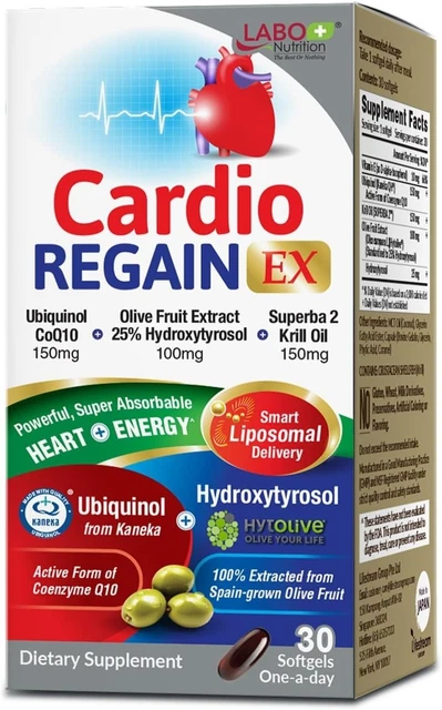 CARDIOREGAIN, UBIQUINOL COQ10 with Kaneka QH 100mg, Pine Bark Extract ...