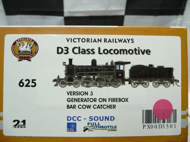 SDS/PHOENIX VIC RAILWAYS D3 Class Locomotive 625 SUIT Auscision. DCC ...