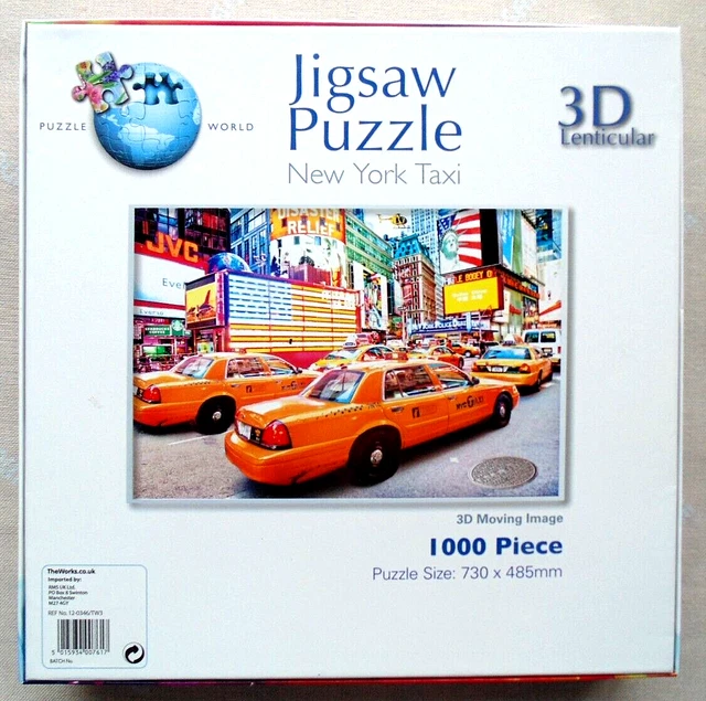 NEW! PUZZLE WORLD: 'New York Taxi' 3D Lenticular 1000 Piece Jigsaw ...