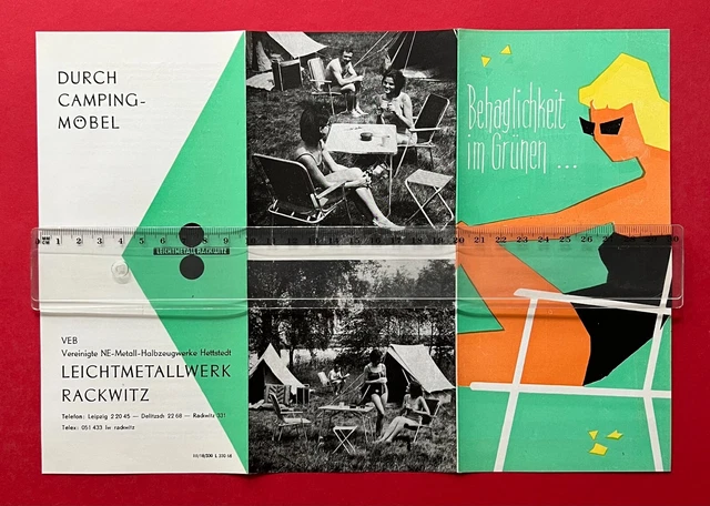 DDR REKLAME PROSPEKT VEB Leichtmetallwerk Rackwitz 1966 Camping Möbel ...