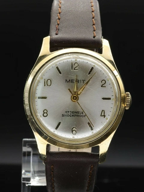 MERIT SWISS MADE 17 Jewels Shockproof Antimagnetic Gold Plated ...