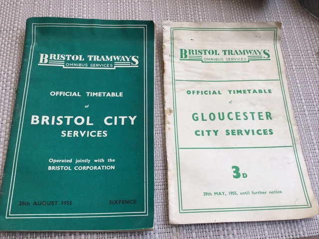BRISTOL TRAMWAYS Bus Timetables City And Gloucester Vintage 1955 Pull ...