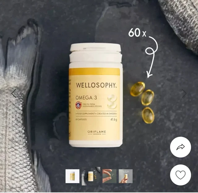 ORIFLAME WELLNESS WELLOSOPHY OMEGA 3 Food Supplement Capsules 60ct £14. ...