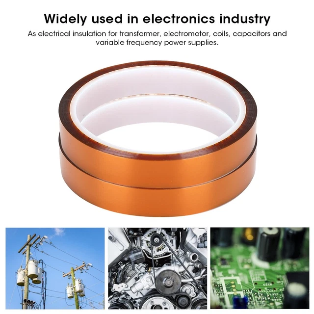 (15MM)2PCS 33M HIGH Adhesive Tape Polyimide Temperature Resistant Film ...