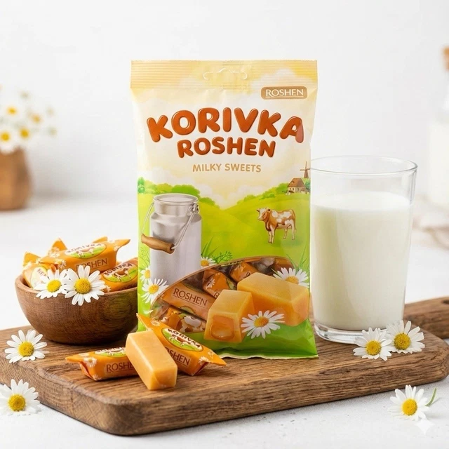 ROSHEN KORIVKA MILKY Sweets 1kg Bag - Traditional Ukrainian Milk Fudge ...
