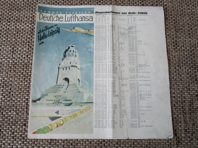 FLUGPLAN DEUTSCHE LUFTHANSA 1936 Leipzig / Halle timetable SELTEN! EUR ... FLUGPLAN DEUTSCHE LUFTHANSA 1936 Leipzig / Halle timetable SELTEN! EUR ...