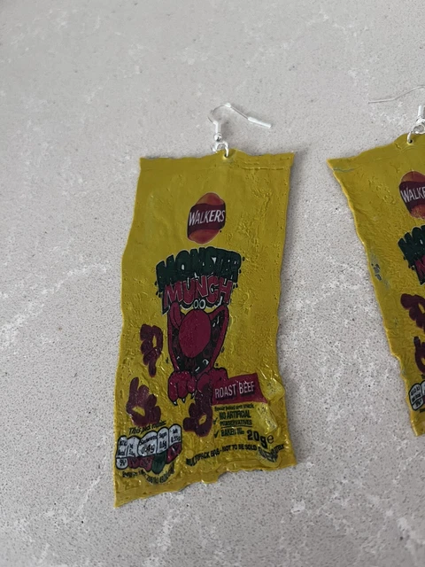 MINIATURE MONSTER MUNCH Crisp Packet Earrings £5.00 - PicClick UK