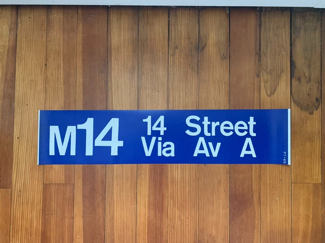 NY NYC BUS ROLL SIGN 1974 GM M14 14th STREET AVENUE A EAST VILLAGE ...
