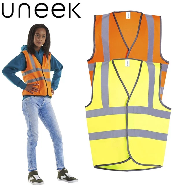 CHILDRENS HI VIZ Safety Vest - High Vis Waistcoat Kids Jacket YELLOW or ...