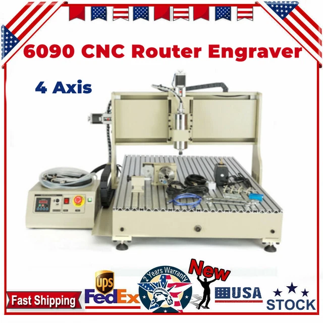 1500W 4 AXIS CNC 6090GZ CNC Router Engraver USB Port 3D Wood Engraving ...
