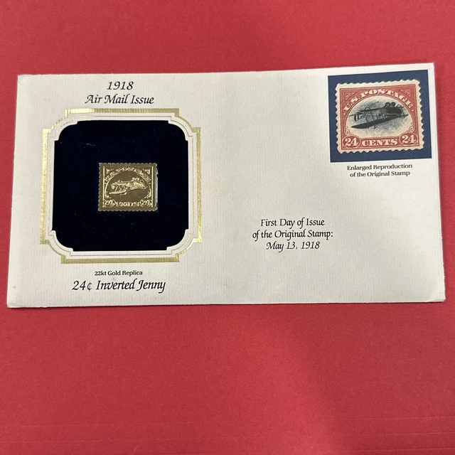 US STAMPS, 22KT Gold Replica 24c Inverted Jenny 1918 Air Mail Issue ...
