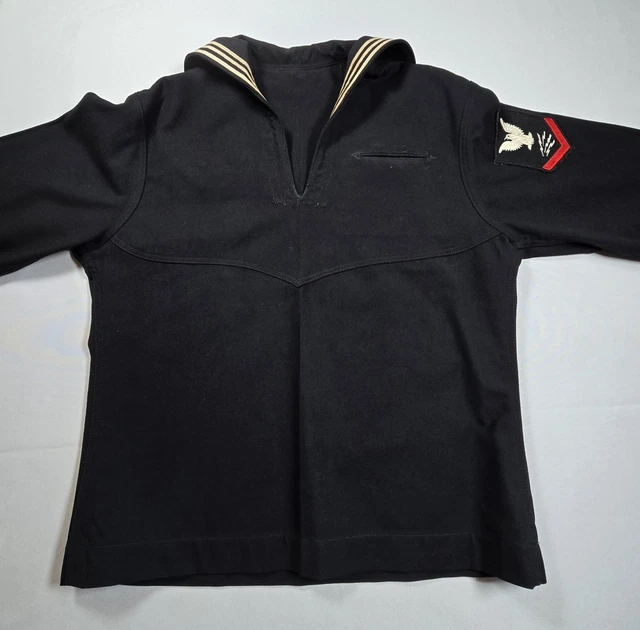 VTG US NAVY Jumper Mans Blue Dress Uniform Eagle Lightning Bolt Patch ...