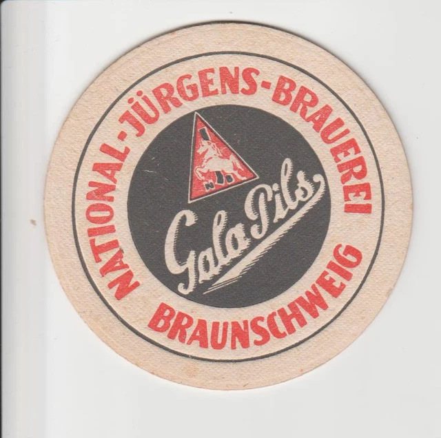 GALA PILS,NATIONAL JÜRGENS Brauerei Braunschweig, Bierdeckel,Innenrund ...