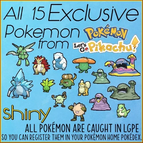 15 SHINY EXCLUSIVE Pokemon From Let's Go Pikachu Pokedex Exclusives ...