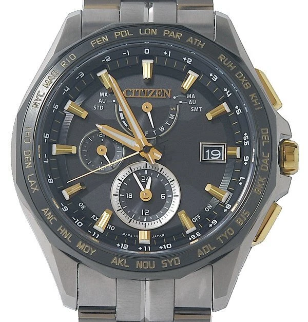CITIZEN ATTESA ECO-DRIVE AT9095-50E Solar Radio Black Dial Titanium Men ...