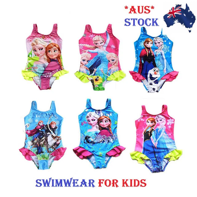 NEW KIDS ONE-PIECE Swimsuits Cute Girls Frozen Anne Elsa Swimwear ...