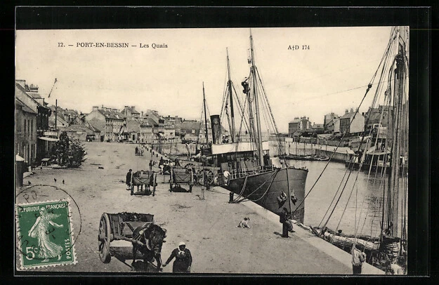 CPA PORT-EN-BESSIN, LES Quais EUR 7,00 - PicClick FR