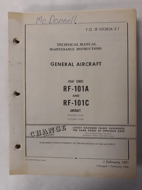 MCDONNELL DOUGLAS RF-101A & RF-101C Aircraft General Aircraft 1964 ...