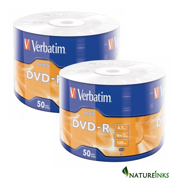 100 GENUINE VERBATIM 43791 DVD-R DVD Blank Recordable Discs 120 Mins 4.7GB 16x £25.99 - PicClick UK