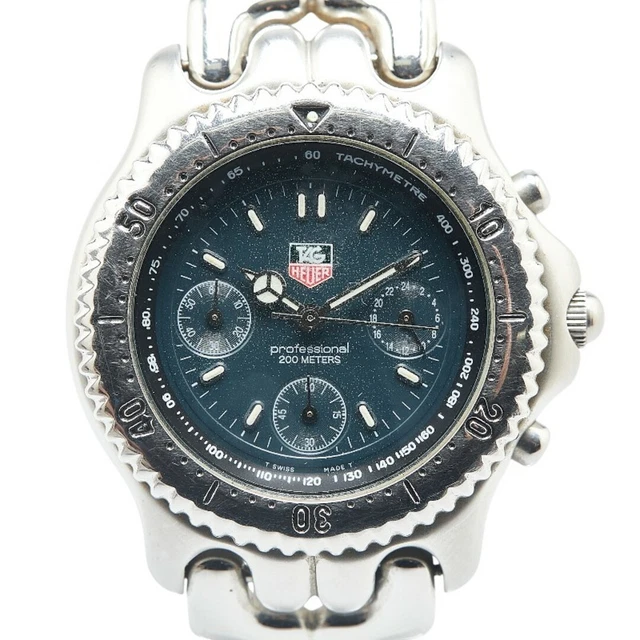 MONTRE PROFESSIONNELLE TAG Heuer à quartz cadran noir en acier ...