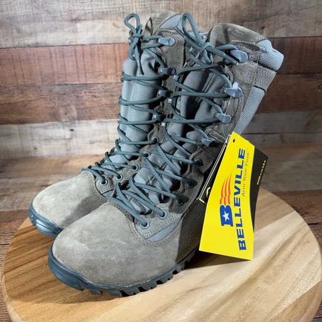 BELLEVILLE COMBAT BOOTS Mens 8 Wide Sage Green Gortex Waterproof Suede ...