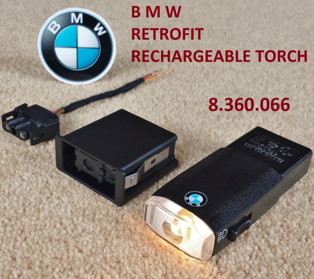 GENUINE BMW GLOVEBOX Rechargeable Torch Flashlight + Socket Plug E46 ...