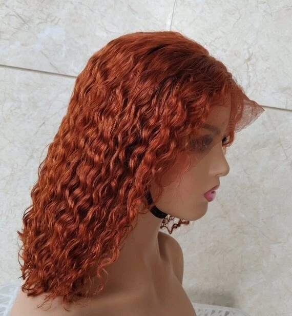 KATHLEEN COPPER RED curly lace front European 100% Human Hair deep wave Wig £187.90 - PicClick UK