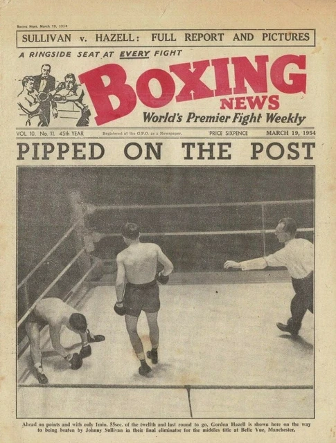 GORDON HAZELL V JOHNNY SULLIVAN Boxing News MAR 19 1954 £2.99 - PicClick UK