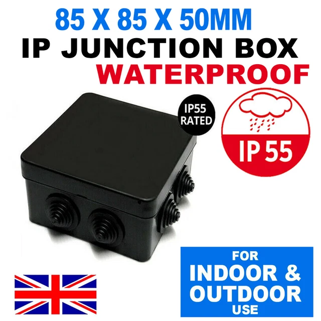BLACK OUTDOOR IP Junction Box Wall Mount Case Ip55 Waterproof Plastic ...