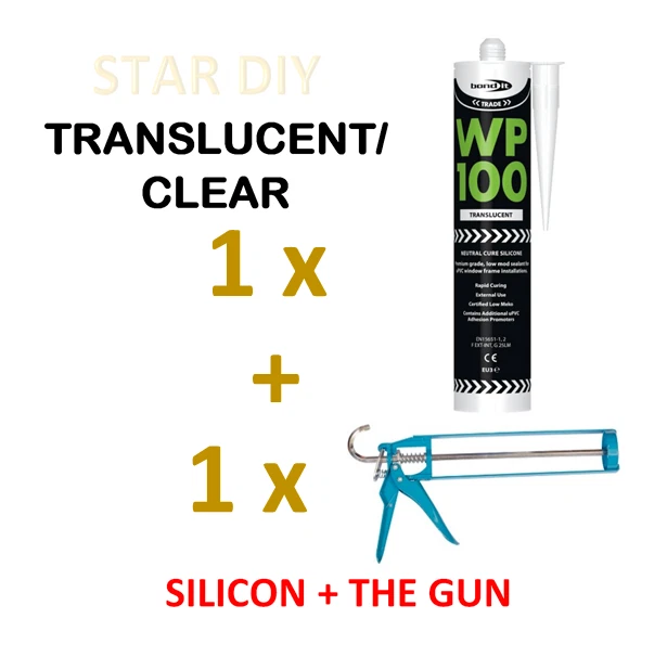 CLEAR WP100 SILICONE Sealant Rapid Cure Mastic General Purpose + EU3 ...