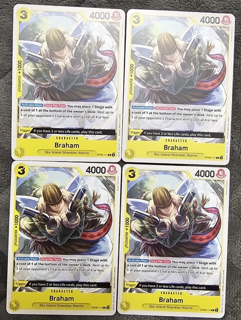 ONE PIECE TCG Braham OP06-111 C Playset (x4 Cards) $4.00 - PicClick AU