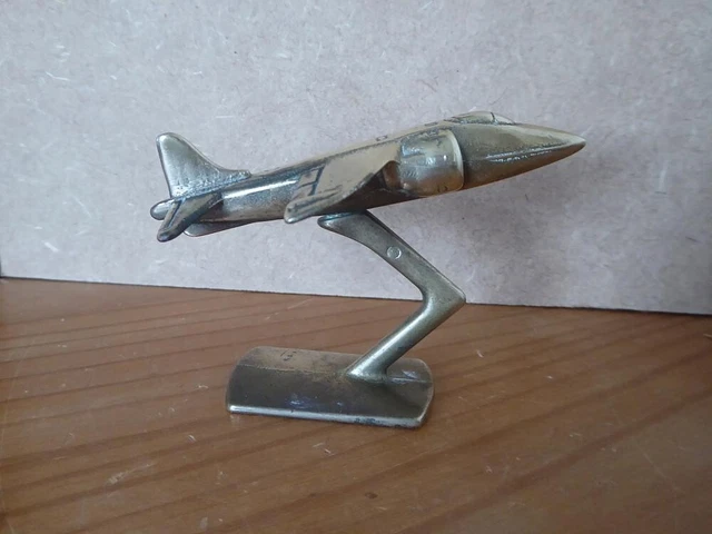 VINTAGE RAF HAWKER Harrier Jump Jet Brass Model On Pedestal Harrier ...