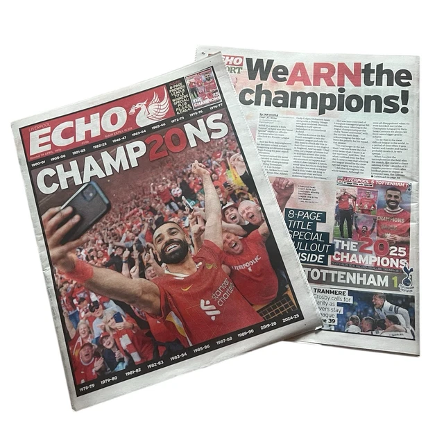 LIVERPOOL FC LFC Premier League Champions 2024/25 ECHO Newspaper Special £6.49 - PicClick UK