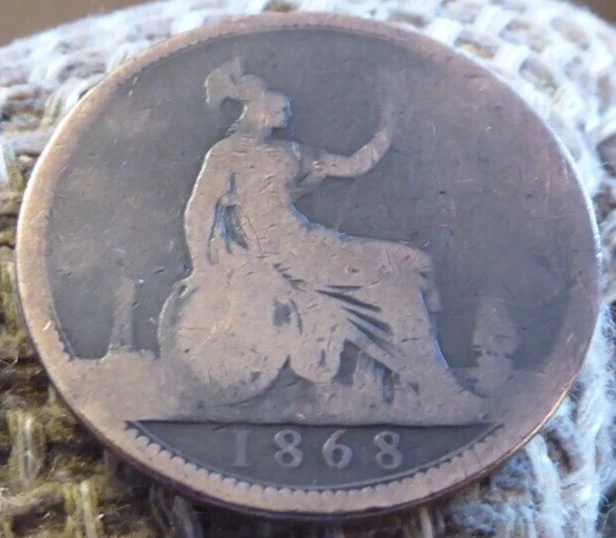 1868 VICTORIAN ONE Penny Coin Queen Victoria See Pics B 16 £8.00 ...