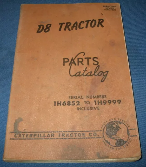 Cat Caterpillar D8 Tractor Dozer Bulldozer Parts Book Manual S N 1h6852